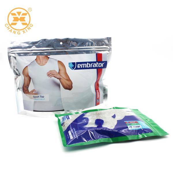 Quality BOPP Resealable Cloth Packaging Bags With Logo  Garment Plastic stand up pouch for sale