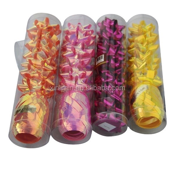 Quality Metal Brushed Ribbon Christmas Gift Wrapping Plastic Bow for All Kinds of Gift Boxes for sale