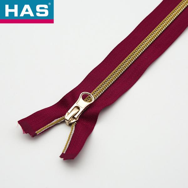 Quality #3 #5 #7 Nylon Zippers Golden Teeth Heavy Duty Coat Zippers Nickel Free for sale