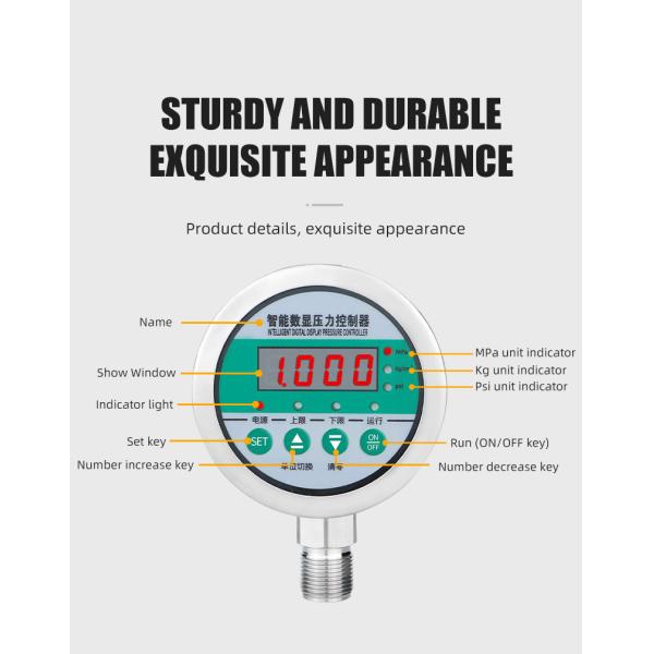 Quality 80mm All Stainless Steel Hydraulic Manometer Digital Switch Intelligent Pressure for sale