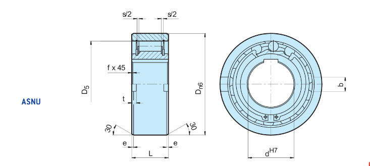 ASNU / NFS / TFS series NFS25  Roller Type One Way Clutch for Industry machinery