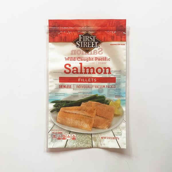 Quality PET/PE Zipper bag Vacuum pack resealable salmon packaging pouch for sale