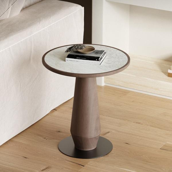 Quality Oak Metal Marble End Tables Veneer Metal Side Table With Marble Top for sale