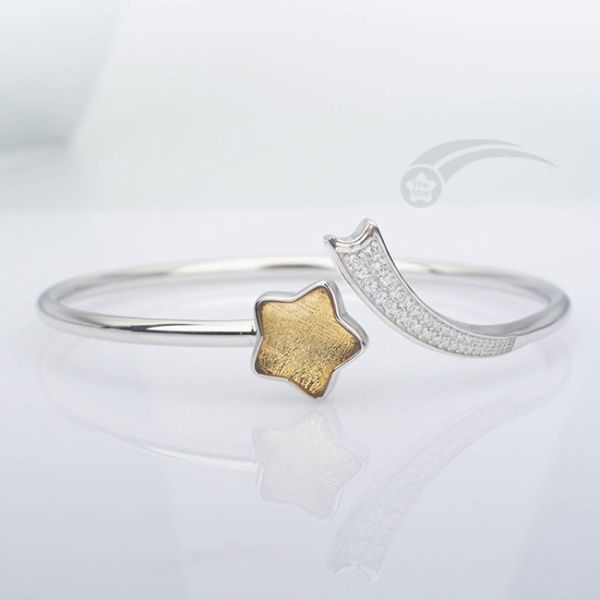 Quality Stylish 925 Sterling Silver Meteorite Bracelet Female Shooting Star Bangle 12 Mm for sale