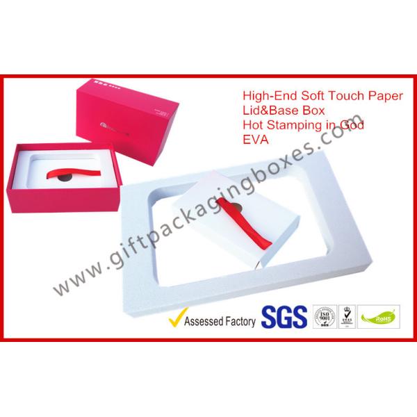 Quality Soft Touch Paper Luxury Gift Boxes Lid And Base With Foil In Gold EVA Insert for sale