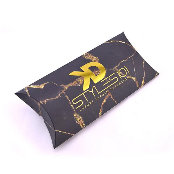 Quality Luxury CMYK 4C Printing Paper Pillow Box Packaging With Gold Foil for sale