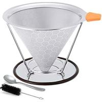 Quality Portable 304 Stainless Steel Coffee Filter Cone Pour Over Coffee Metal Filter for sale