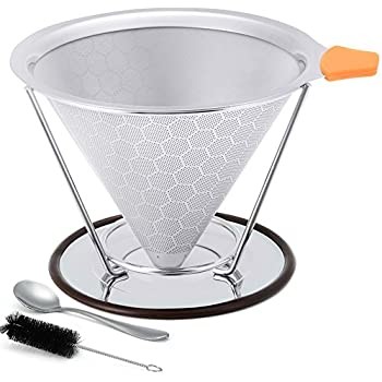 Quality Portable 304 Stainless Steel Coffee Filter Cone Pour Over Coffee Metal Filter for sale