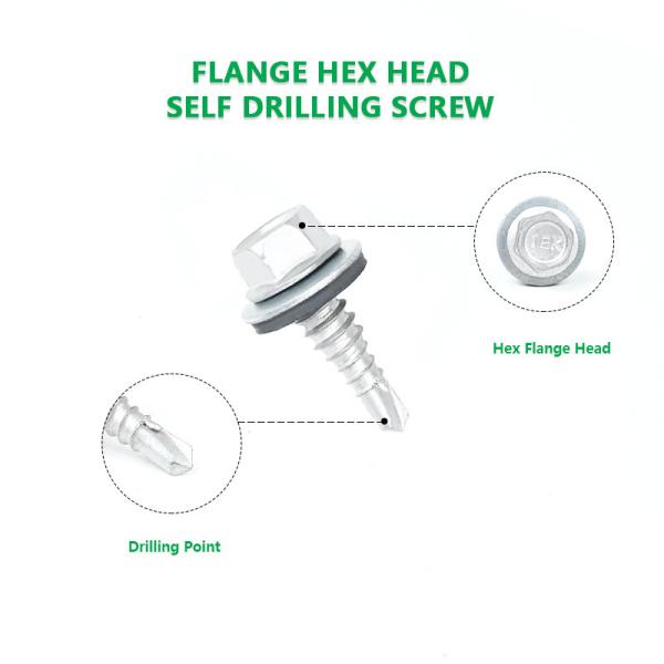 Quality Steel Hex Head Self-Drilling Roofing Tek Screws with Rubber Washers Stitch Screw for sale