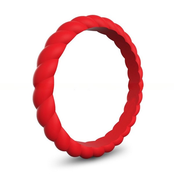 Quality 3mm Thin Braided Wedding Silicone Ring Thin Stackable for Women for sale