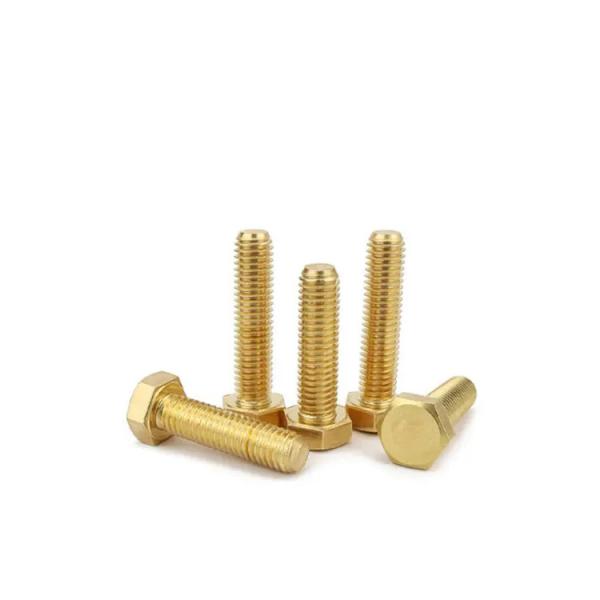 Quality DIN933 Hex Head Brass Bolts Hexagon Screws Copper Plated Brass Hex Bolt for sale