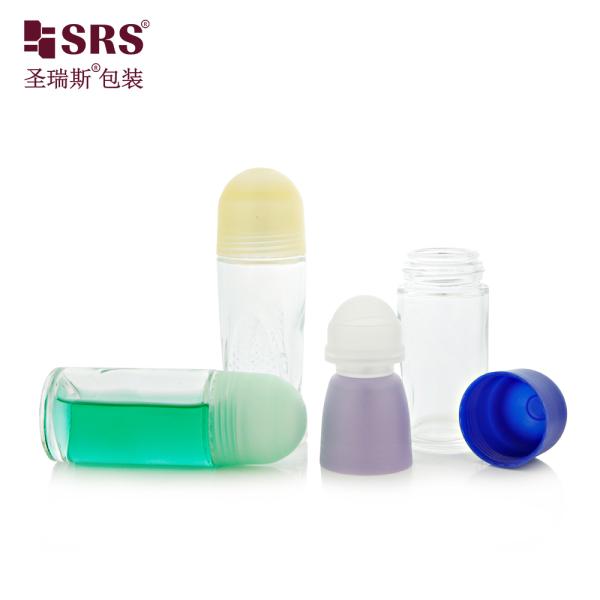 Quality BLPG 50ml 60ml Unique Shape Empty Glass Roll On Bottle For Body Deodorant Gel for sale