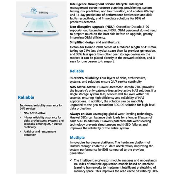 Quality HUAWEI HW OceanStor Dorado 2100 1/10/25 Gbps Ethernet 64GB SAS 3.0 All-flash for sale