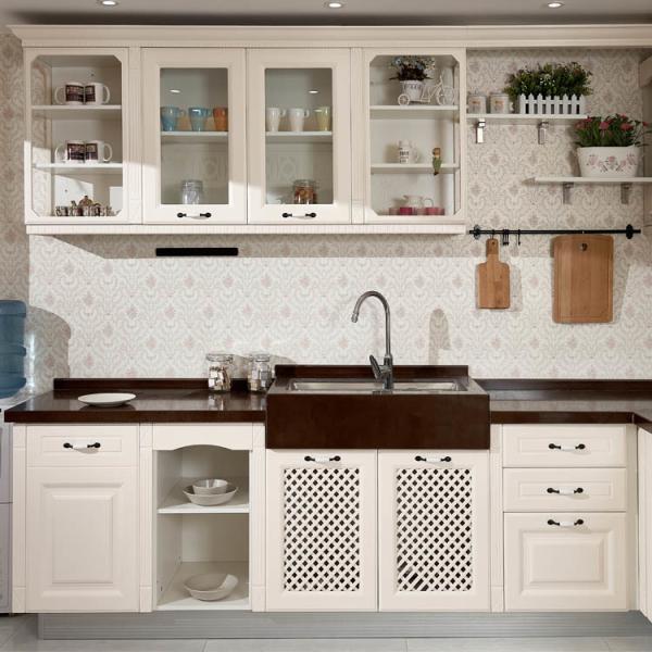 Quality E1 Solid Wood Kitchen Cabinets Solid Wood Base Cabinets Artificial Stone for sale