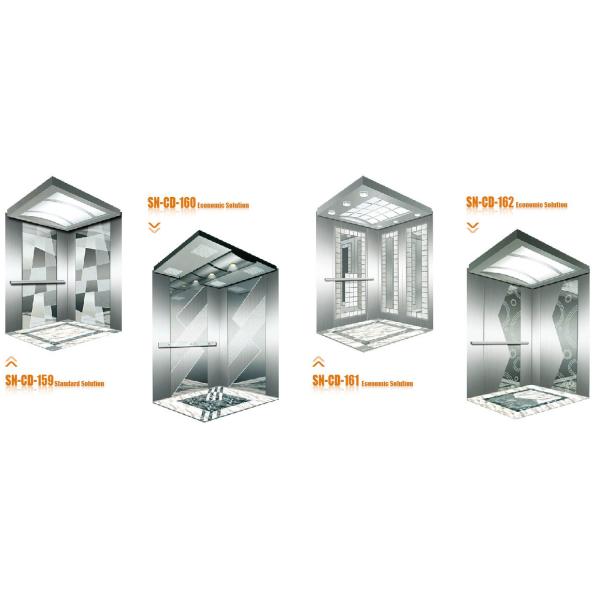 Quality Etching / Hairline Elevator Cabin Decoration , Decorative Mirror Elevator Cabin for sale