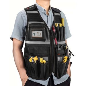 Quality Multi Pocket Tool Bag Vest Polyester Work Tool Vest Medium Capacity for sale