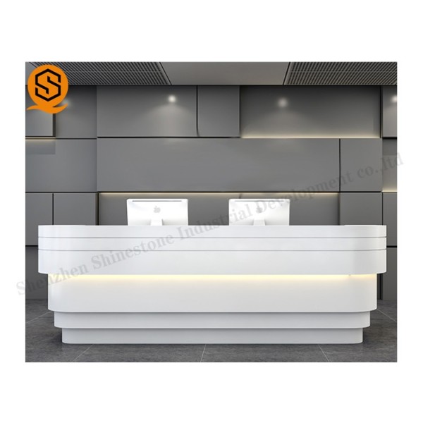 Quality ODM Led Solid Surface Reception Desk Office Receptionist Furniture Joints Invisible for sale