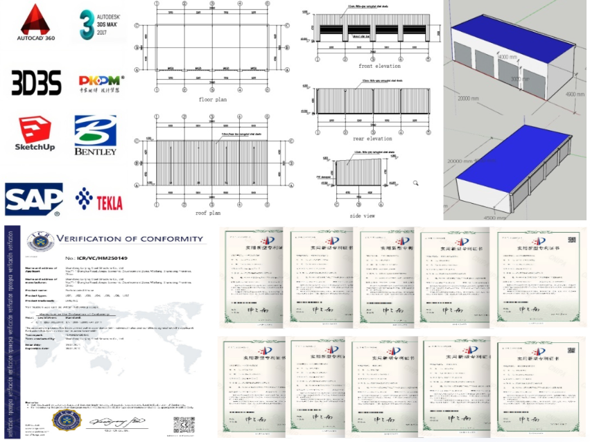 Technical team working on steel structure design