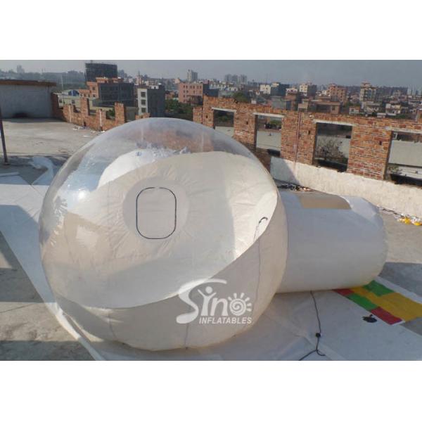 Quality Outdoor hemisphere transparent inflatable camping bubble tent with 2 capsule tunnels entrance for sale