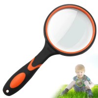 Quality Portable 10X Glass Lens Handheld Magnifier with Rubber Handle for Reading for sale