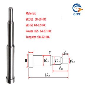 Quality SKD11 SKH51 Multi Step Punch Pins 58HRC-60HRC Hardness for sale