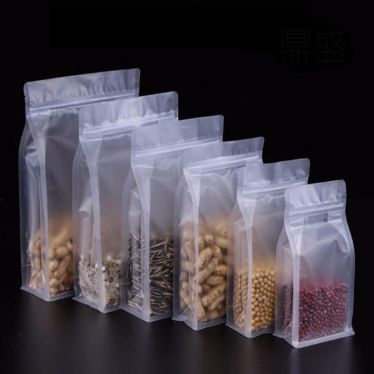 Quality Customizable Frosted Stand-Up Pouch square bottom Bag For Food Packaging for sale