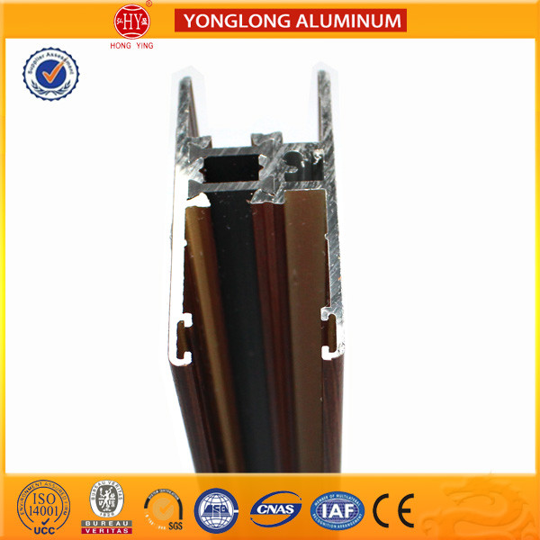Quality Flat Open Wood Finish Aluminium Profiles 6005 / 6063 For Window for sale