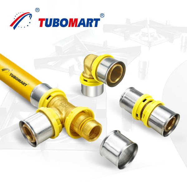 Quality Natural Brass Pex Press Crimp Fittings High Performance Alu Pex Press Fitting TH for sale
