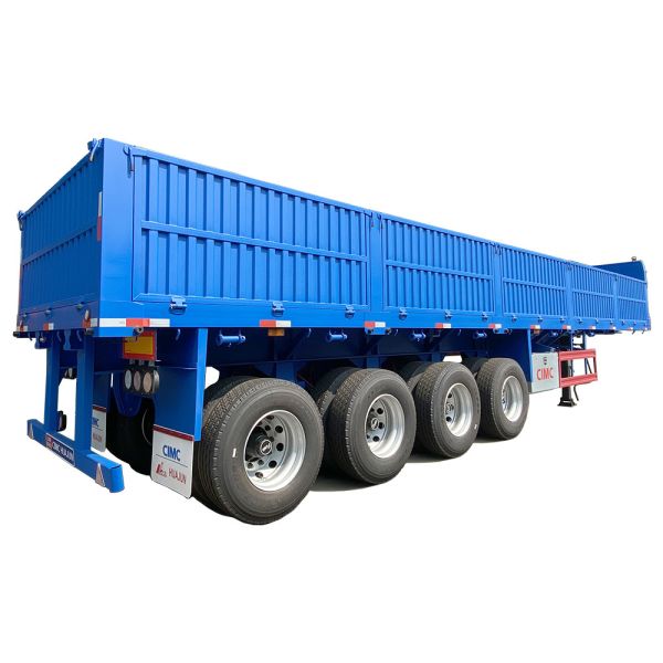 Quality Hot 4 Axles Flatbed Semi Trailer with 1000mm Sidewall Max Payload of 60T 12.00R20 Tire for sale