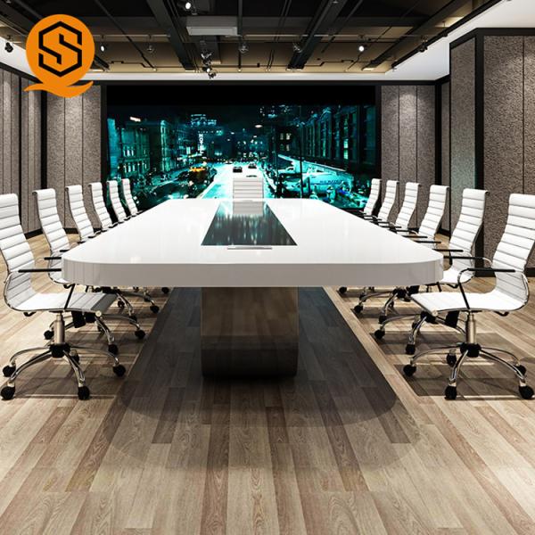 Quality OEM ODM White Solid Surface Conference Table Curved Meeting Table for sale