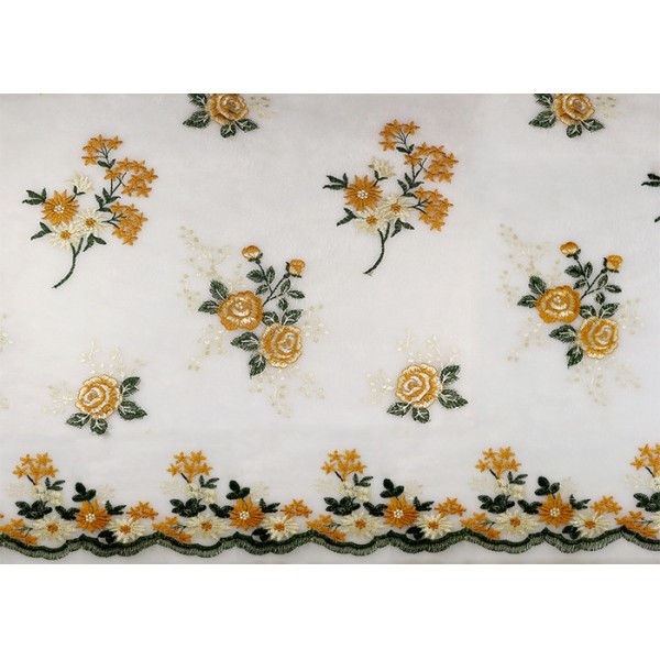 Quality Multi Colored Floral Scallops Lace Fabric For Evening Dresses for sale