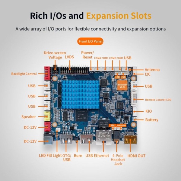 Quality H3 Smart HMI Motherboard Quad-core Mali-T764 4-pole 3.5mm jack Headphone for sale