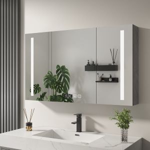 Quality Aluminum Frame LED Medicine Cabinet 3000K - 6000K 3 Doors Medicine Cabinet for sale