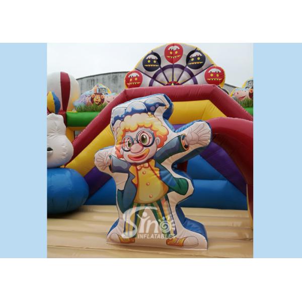 Quality Circus Clown Themed Inflatable Fun City Amusement Park With Slide Inside For for sale