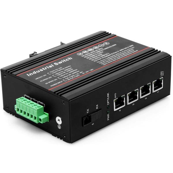 Quality WDM Industrial Switch support POE 1*100M fiber port 4*10 / 100M rj45 ports for sale