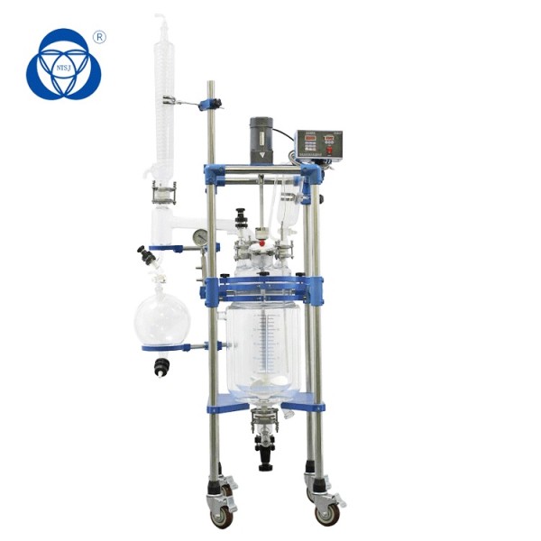 Quality 10L Volume Glass Bioreactor with 304 Stainless Steel Frame and 50-600 RPM for Chemical Lab for sale