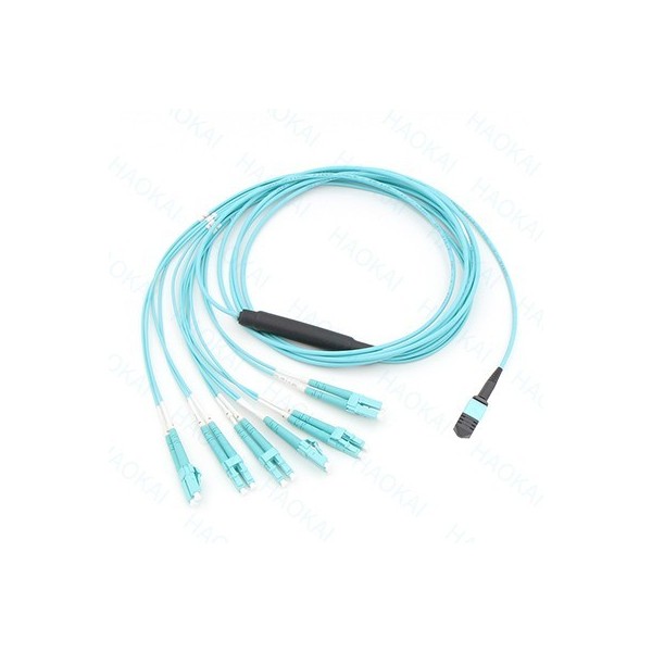 Quality 12core OM4 MPO Fan Out Optical Patch Cord LC Fiber Optic Patch Cords for sale