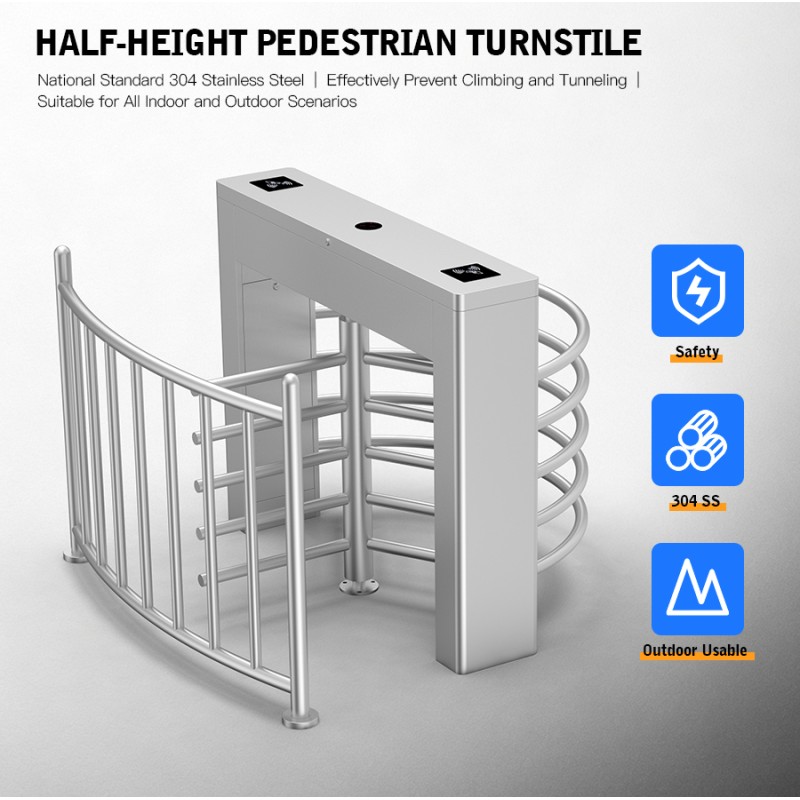 CW803 Automatic SUS304 Half Height Rotary Turnstile Gate front view