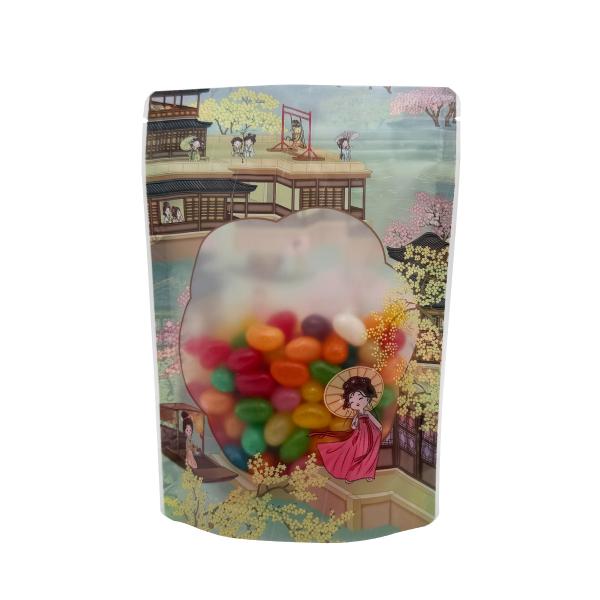 Quality 250g Plastic Matte Transparent Standup Pouches with Zipper and Window for Candies Dry Food for sale
