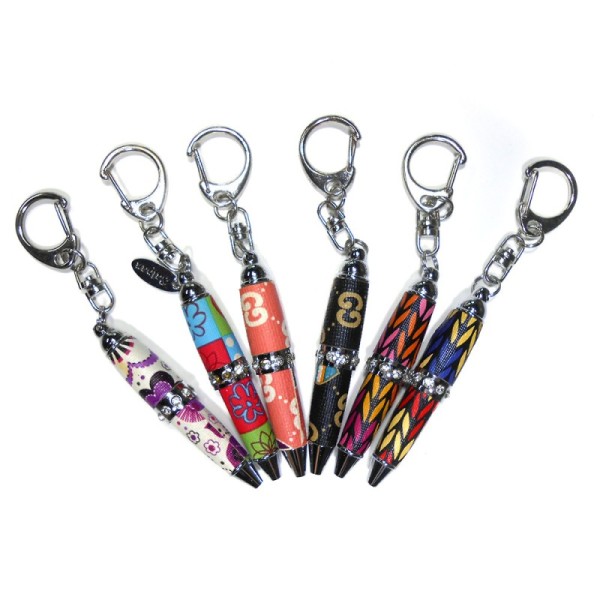 Quality PU Leather Process 10 Pcs Crystal Stone Metal Mini Pen For Office for sale