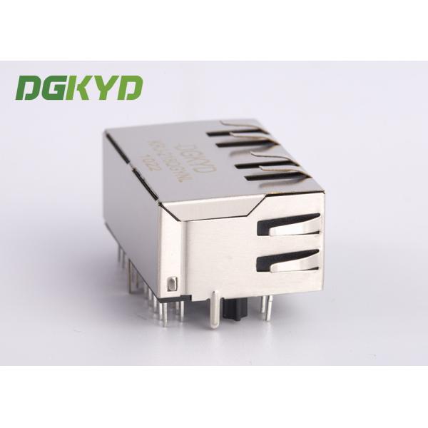 Quality Right Angle 1 X 2 Port RJ45 Modular Jack With Internal Isolation Transformer for sale