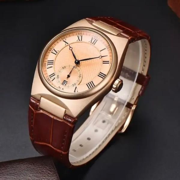 Quality Alloy Case Waterproof Quartz Watch Shock Proof Leather Strap Quartz Watch 40mm for sale