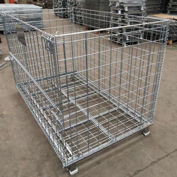 Quality Stackable 4 High Storage Wire Mesh Pallet Cage Auto Parts Storage Cages for sale