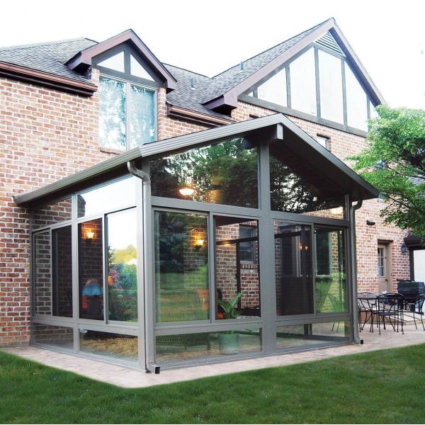 Quality Low E Glass Sunroom Customized Size Prefabricated Aluminium Conservatory Sunroom Clear Gray Green Frosted Glass Roof Sunroom for sale