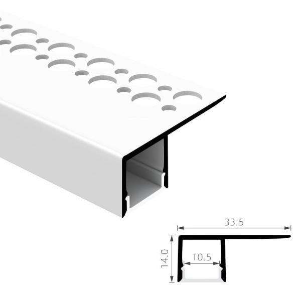 Quality RoHS IP45 Sandblasting LED Plasterboard Profile PC PMMA Recessed Led Strip Profile for sale