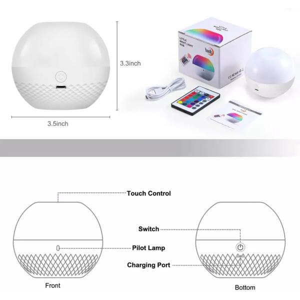 Quality 85mm Touch Remote Control Night Light Colorful Table Lamp For Living Room for sale