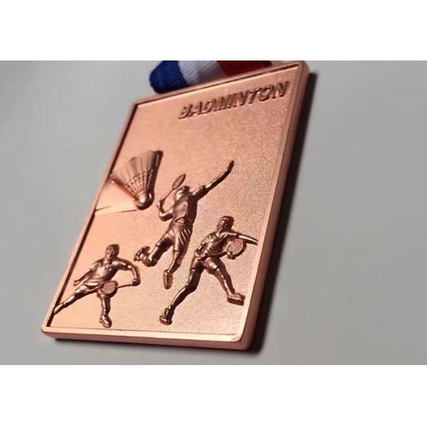 Quality Square Shape Custom Metal Medal 70*50*4mm For Team Badminton Games for sale