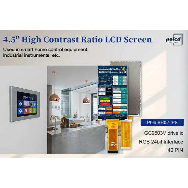 Quality Polcd 4.5 Inch TFT LCD Module 480*854 Resolution 300 Nits RGB 24bit Interface 4 for sale