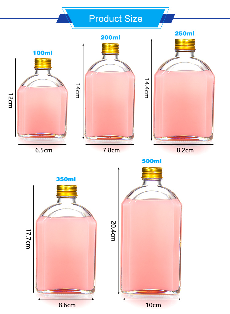Liquor Whisky Kombucha Flat Flask Cold Brew Iced Coffee Bottle