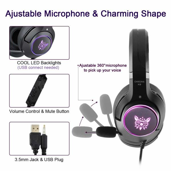 Quality USB RGB Onikuma K9 2.2m Auriculares Gaming Headset for sale